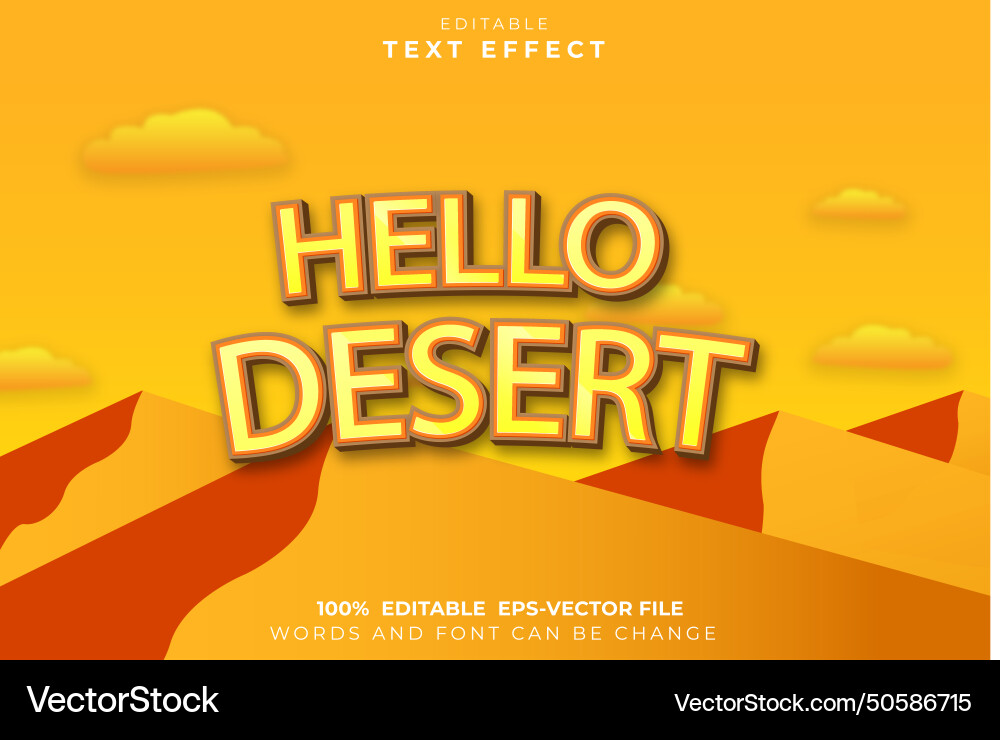 Hello desert editable text effect 3d cartoon style