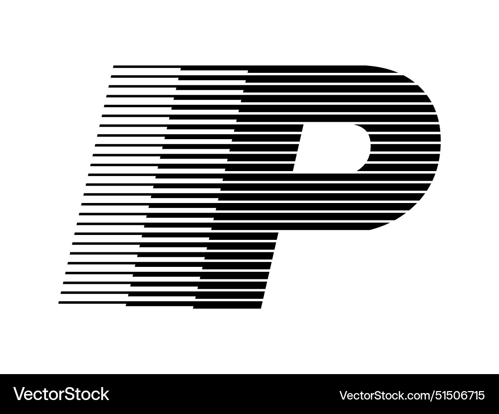Letter p abstract stripes line logo Royalty Free Vector