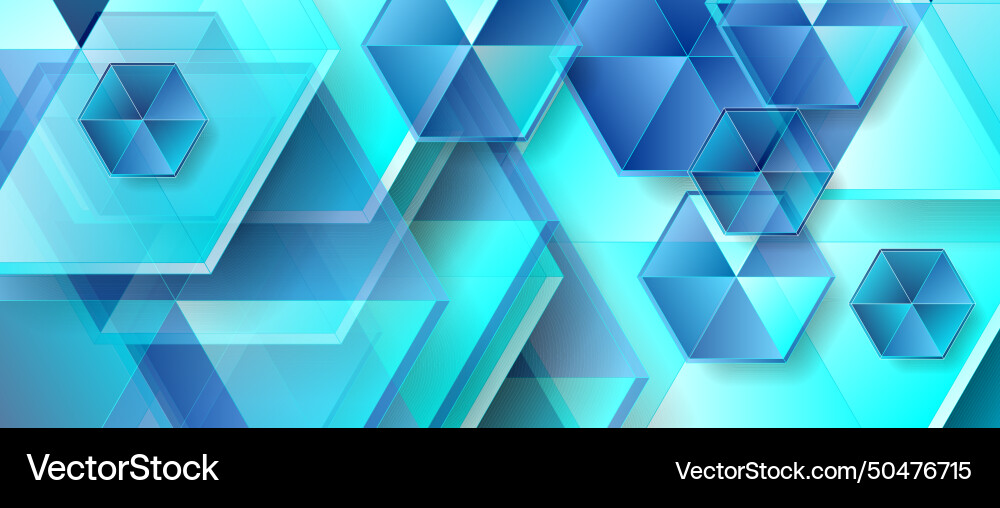 Light blue geometric tech background with glossy Vector Image