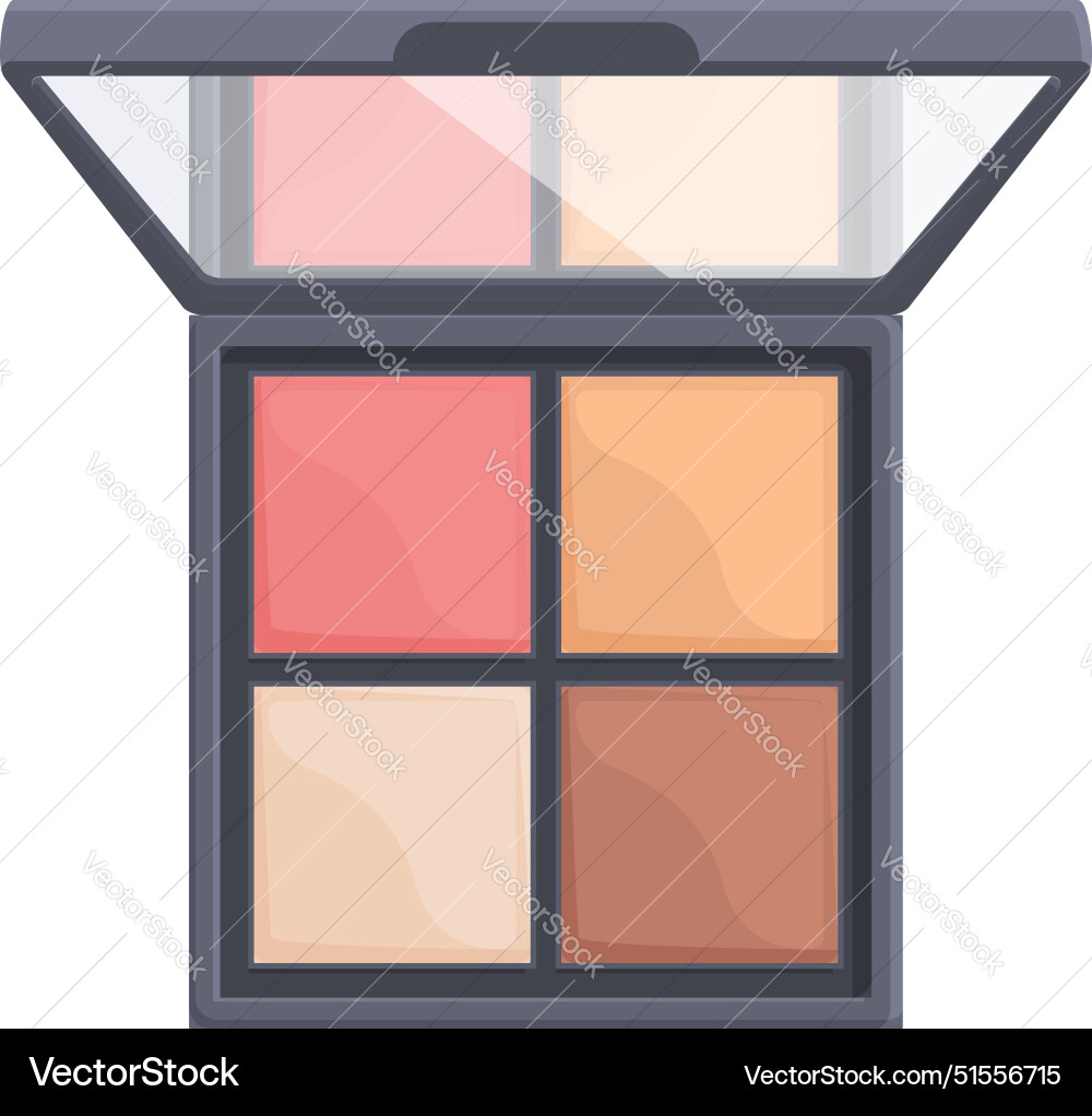 Makeup palette open showing four blush colors Vector Image