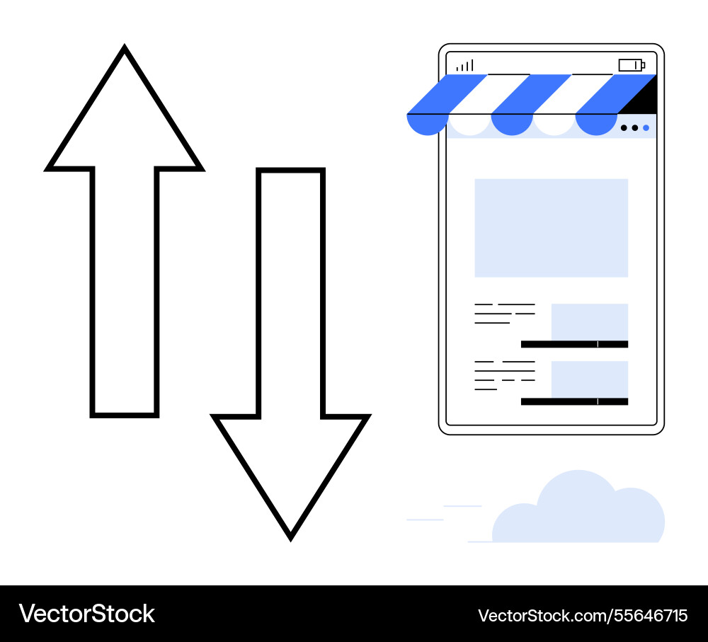 Online store growth with upward and downward Vector Image