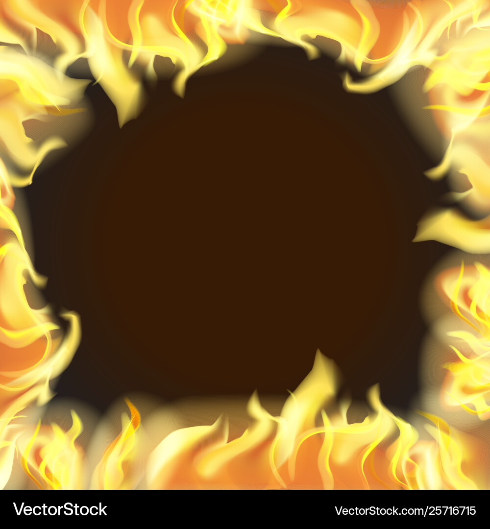 Realistic detailed 3d fire frame or border Vector Image