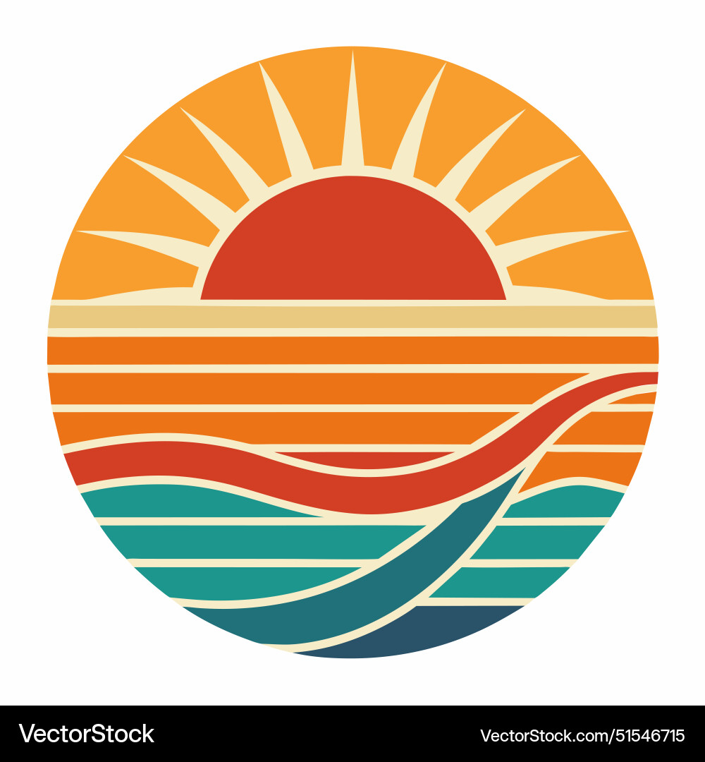 Retro wave pattern with sun vintage and nostalgic Vector Image