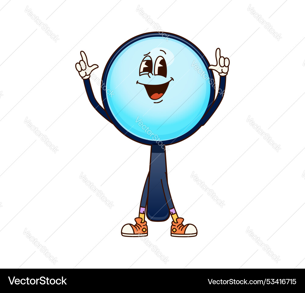 School education magnifying glass groovy character