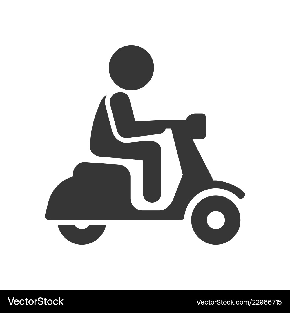 Scooter driver stick figure man icon on white Vector Image