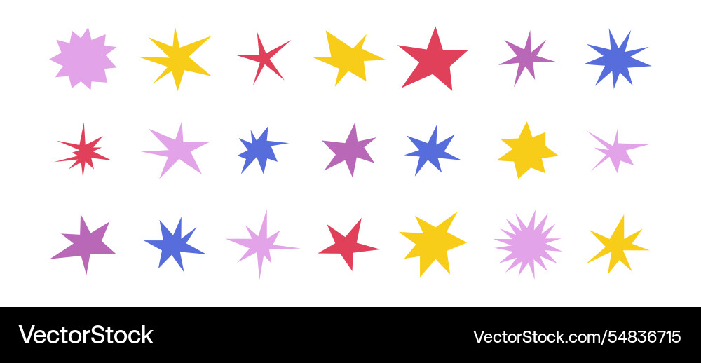 Sharp stars shapes set bright irregular sparks Vector Image