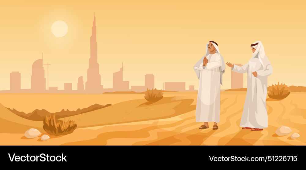 Two animated characters in traditional arabian Vector Image