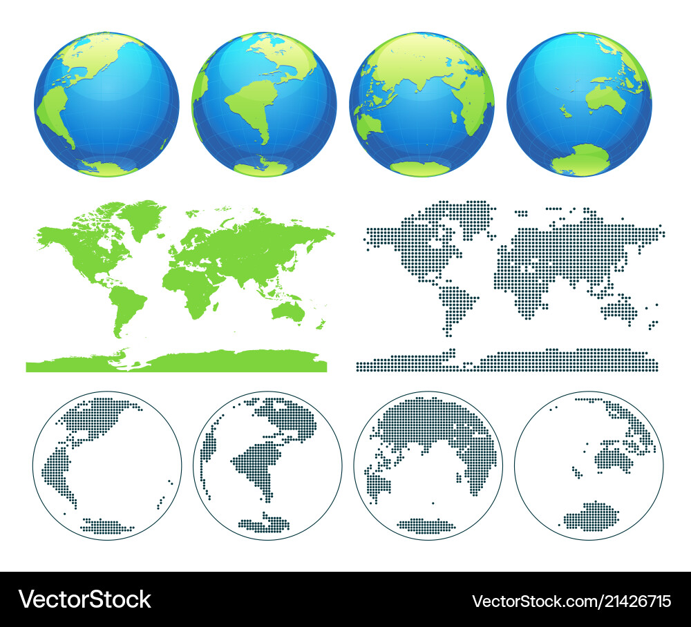 World globes and map Royalty Free Vector Image