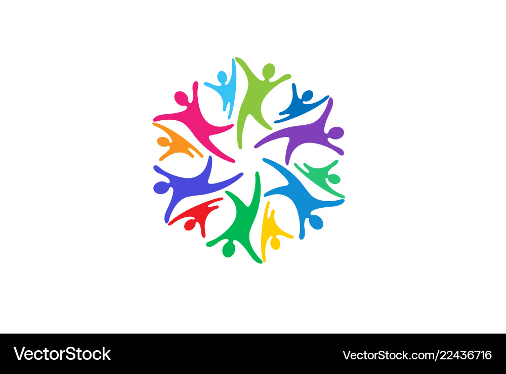Colorful people group team logo Royalty Free Vector Image
