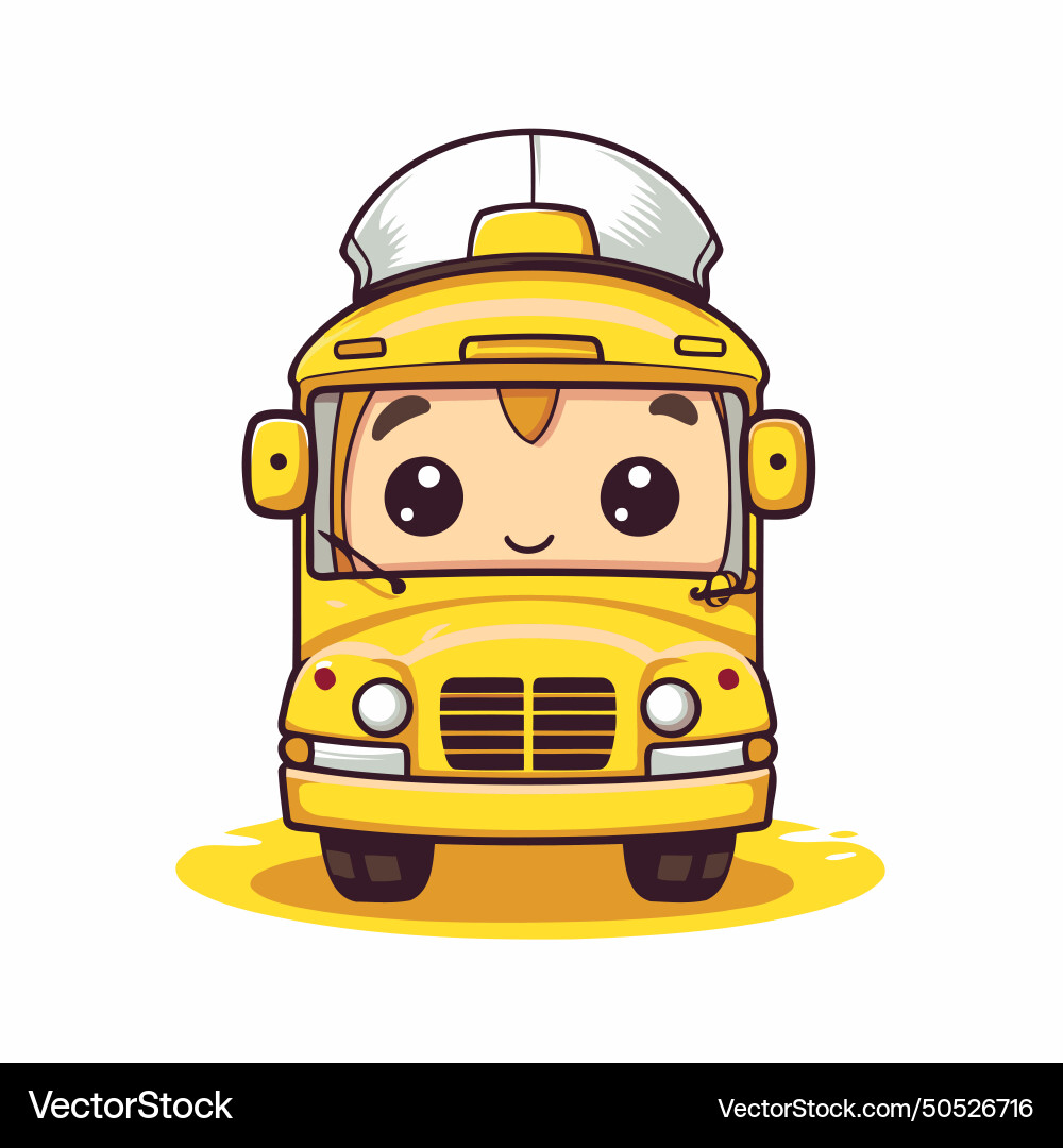 Cute school bus character isolated on white Vector Image