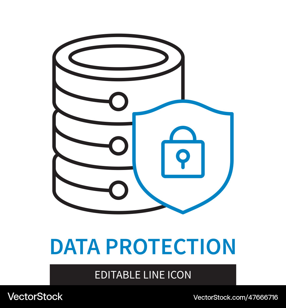 Data protection editable line icon Royalty Free Vector Image