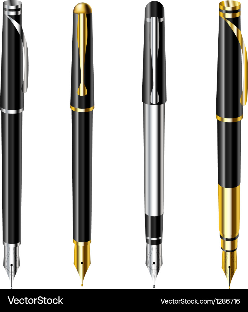 Fountain pen set Royalty Free Vector Image - VectorStock