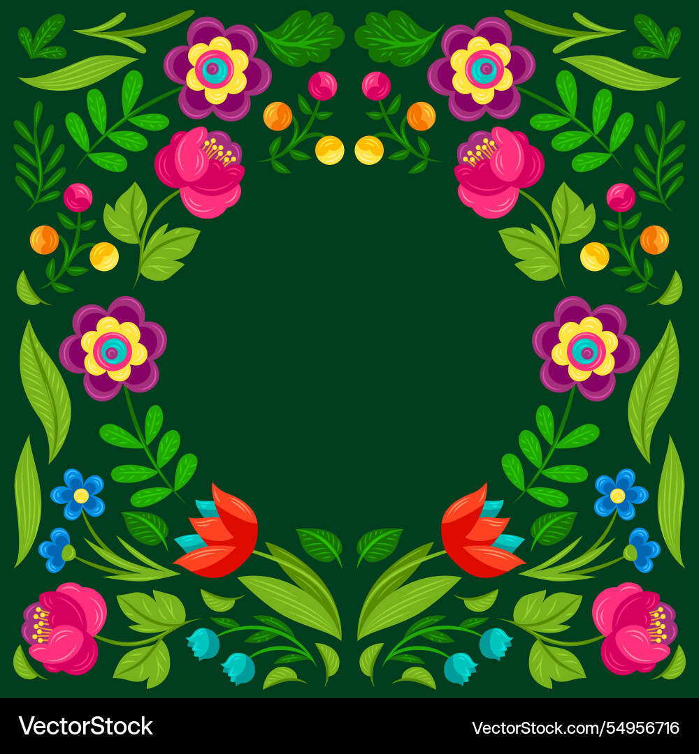 Frame with pretty flowers beautiful decorative Vector Image