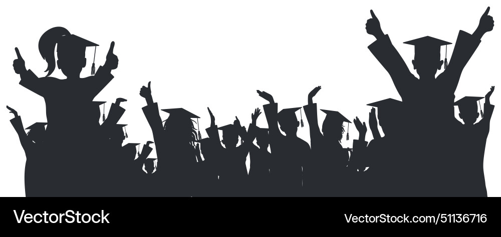 Happy crowd of graduates children Royalty Free Vector Image