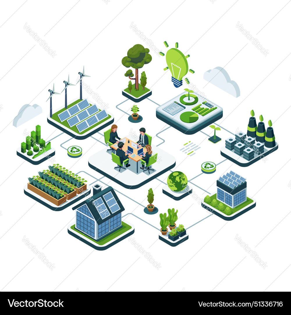 Isometric sustainable business conference Vector Image