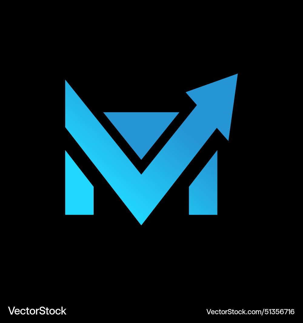 Letter m arrow logo design Royalty Free Vector Image