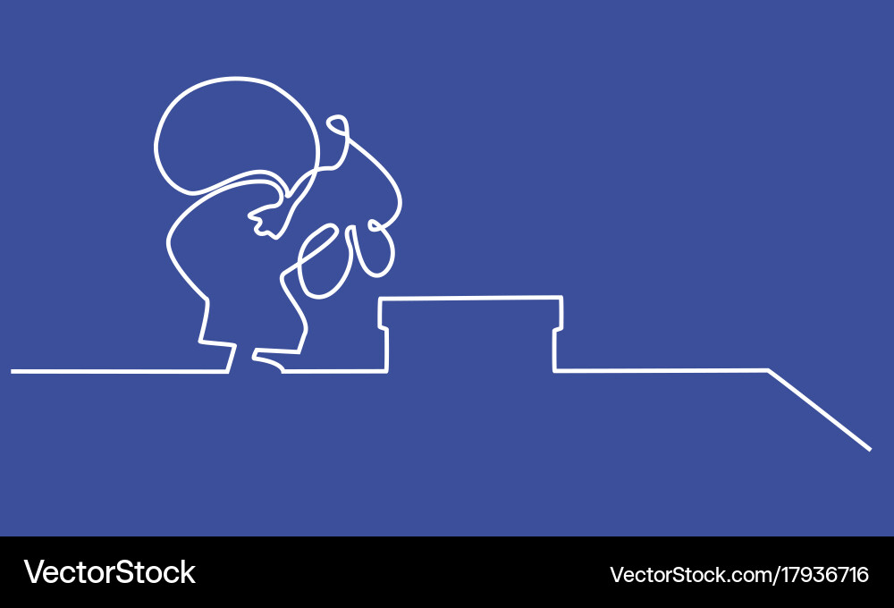 Santa claus one line drawing Royalty Free Vector Image