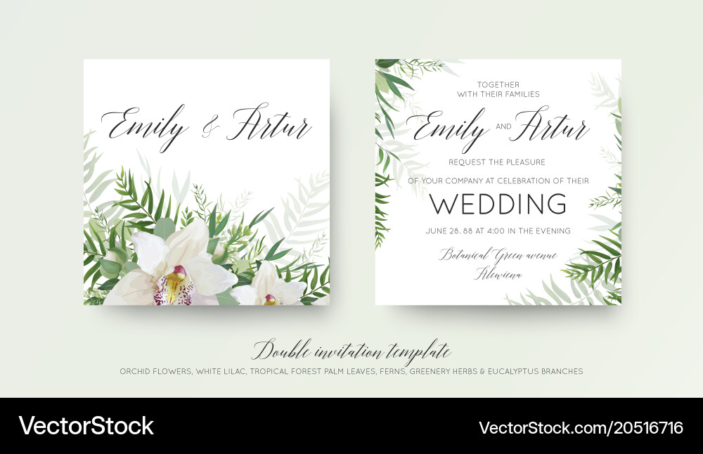 Wedding double invitation invite card design Vector Image