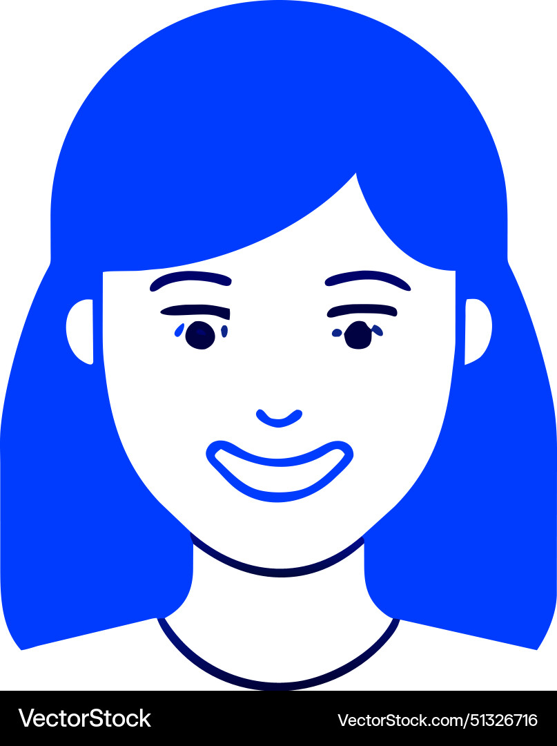 Woman face blue icon Royalty Free Vector Image