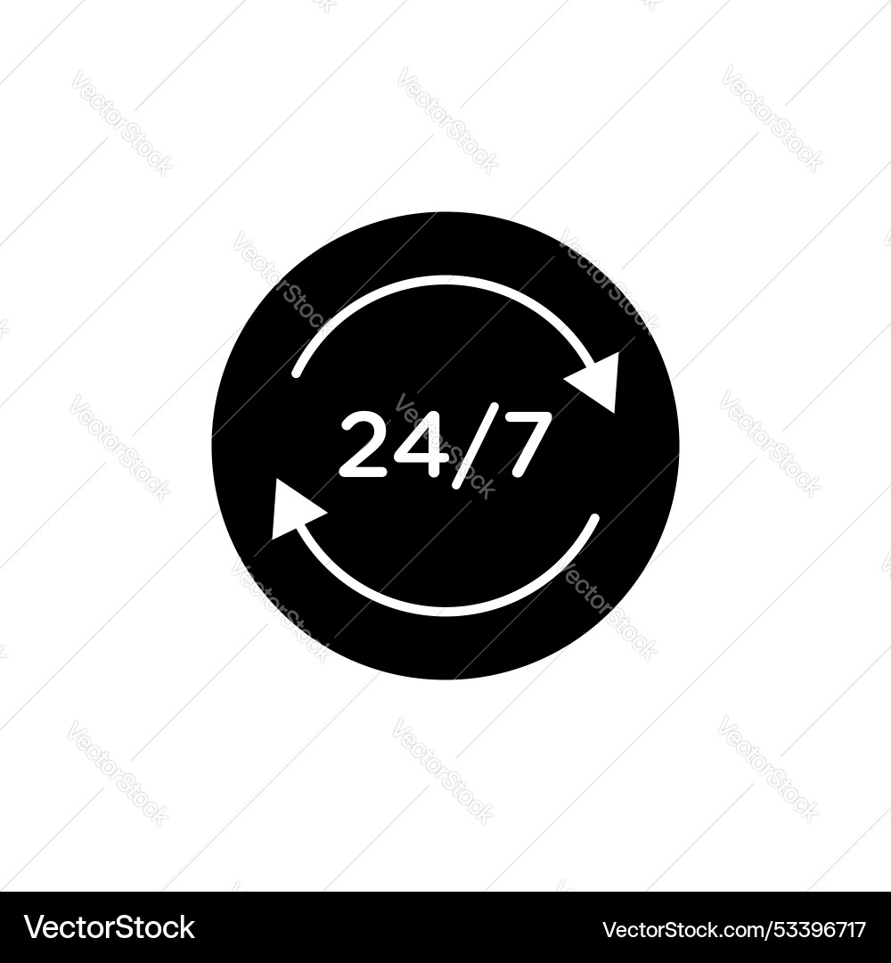 24 7 line icon isolated on white background Vector Image