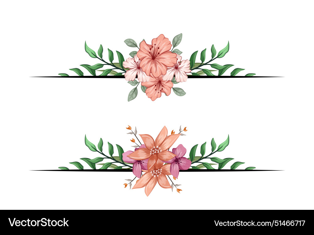 Blooms greenery floral foliage ornament corner Vector Image