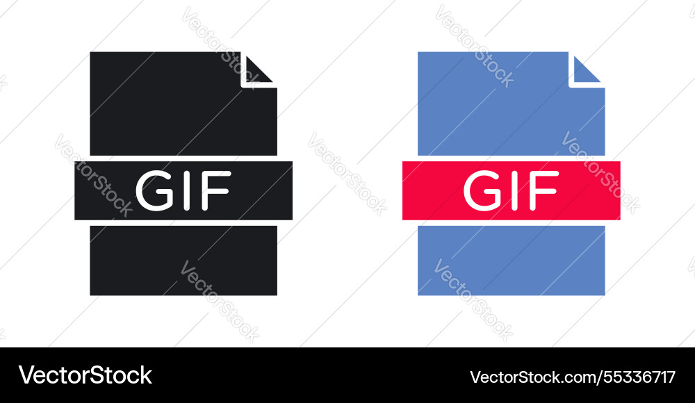 Gif icons set black and colored style Royalty Free Vector
