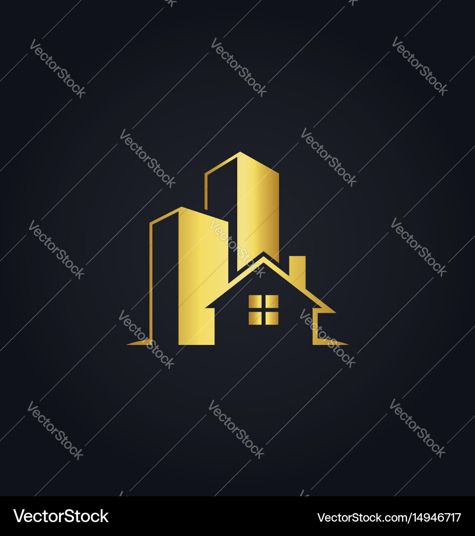 Gold building house logo Royalty Free Vector Image
