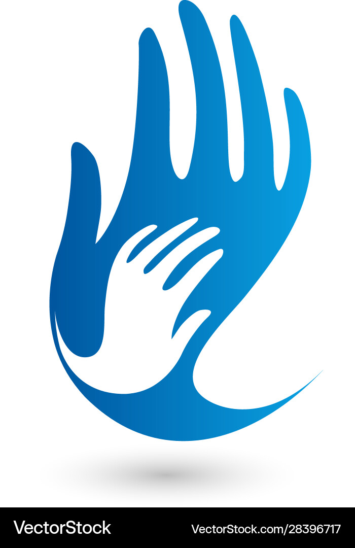 Isolated blue and white hands logo Royalty Free Vector Image
