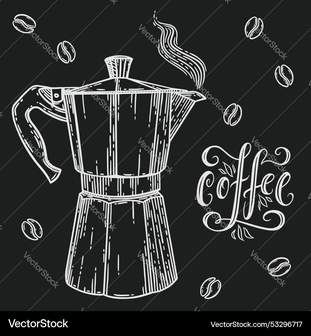 Italian coffee maker or moka pot mocha express Vector Image