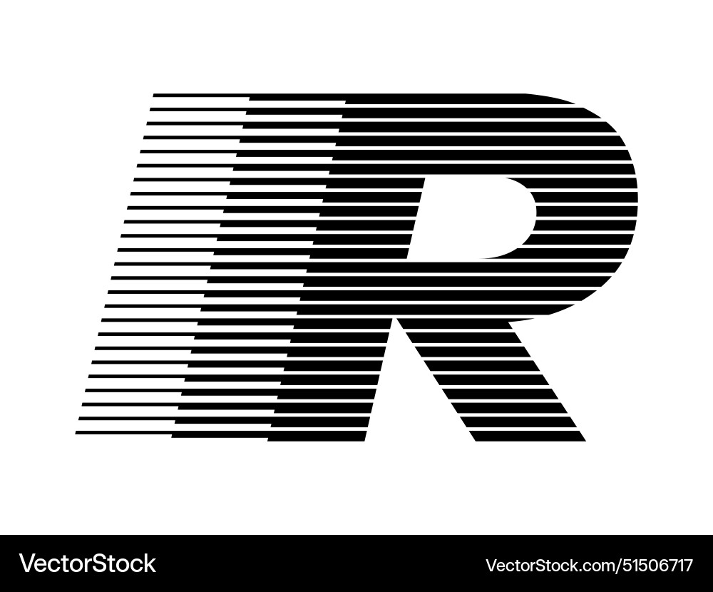 Letter r abstract stripes line logo Royalty Free Vector