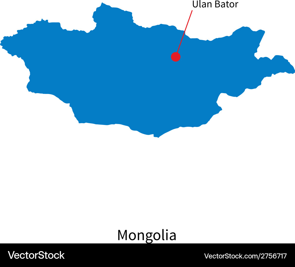 Mongolia Map with Ulaanbaatar Royalty Free Vector Image