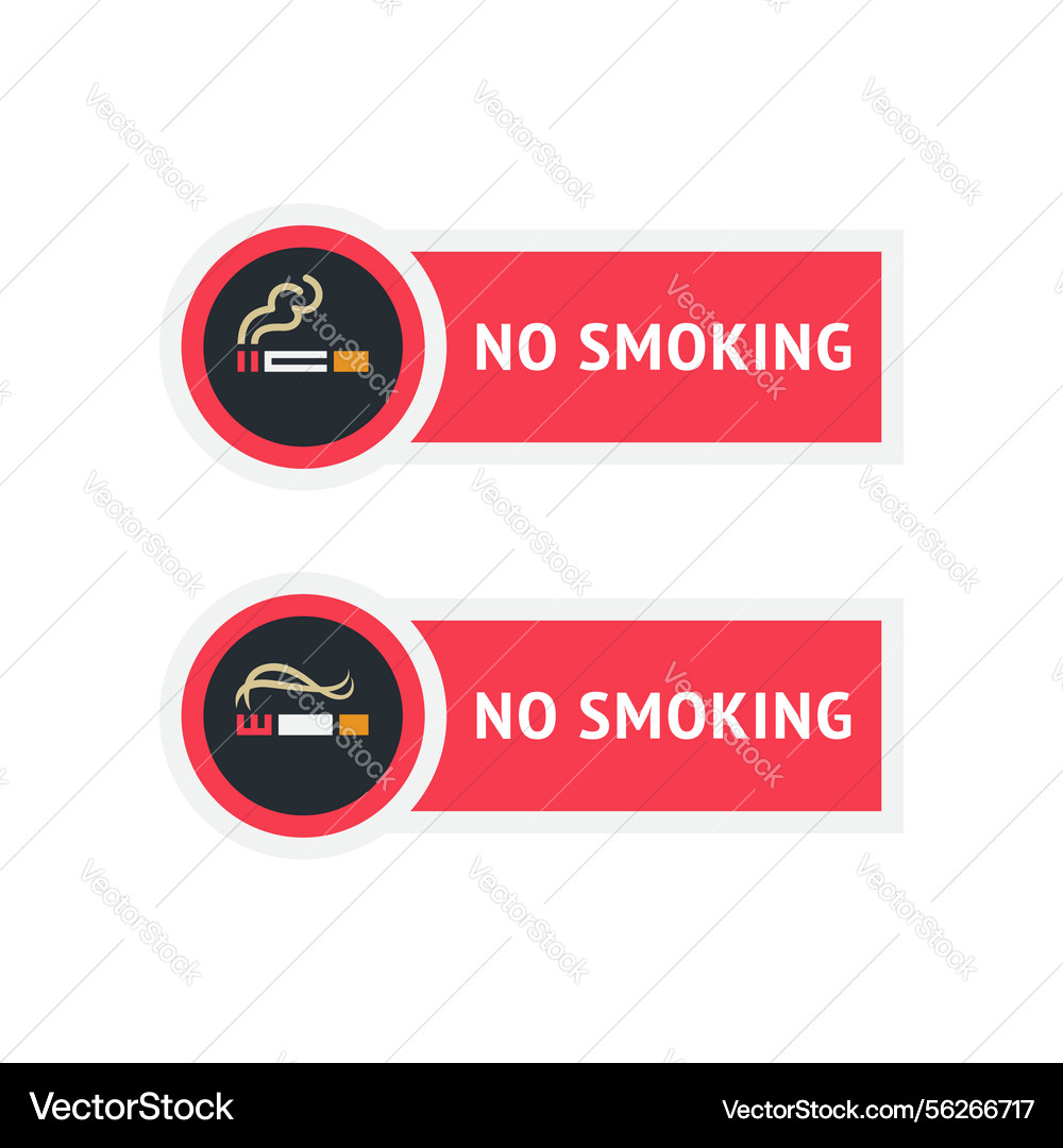 No smoking stickers set trendy labels Royalty Free Vector