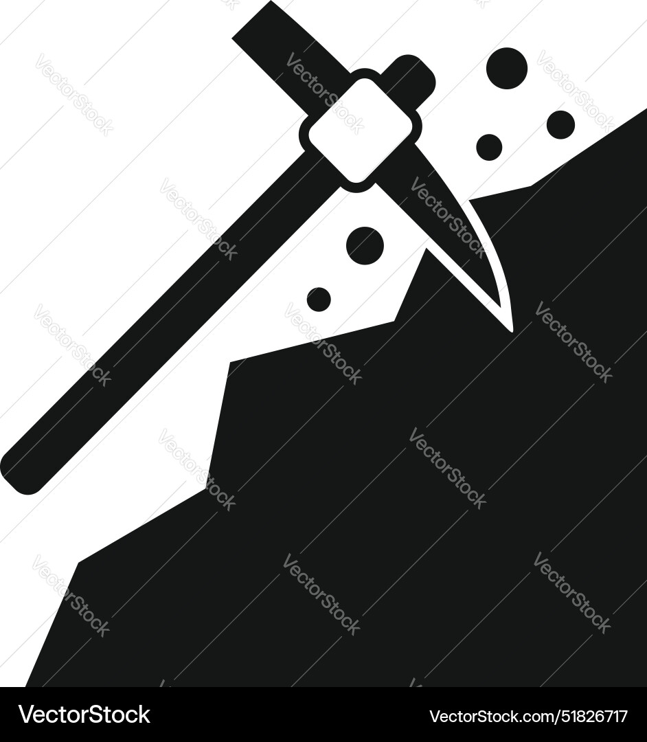 Pickaxe mining coal in mountain silhouette icon Vector Image