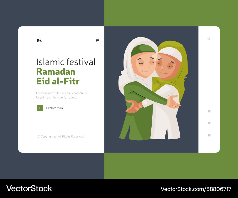 Ramadan eid al fitr landing page Royalty Free Vector Image