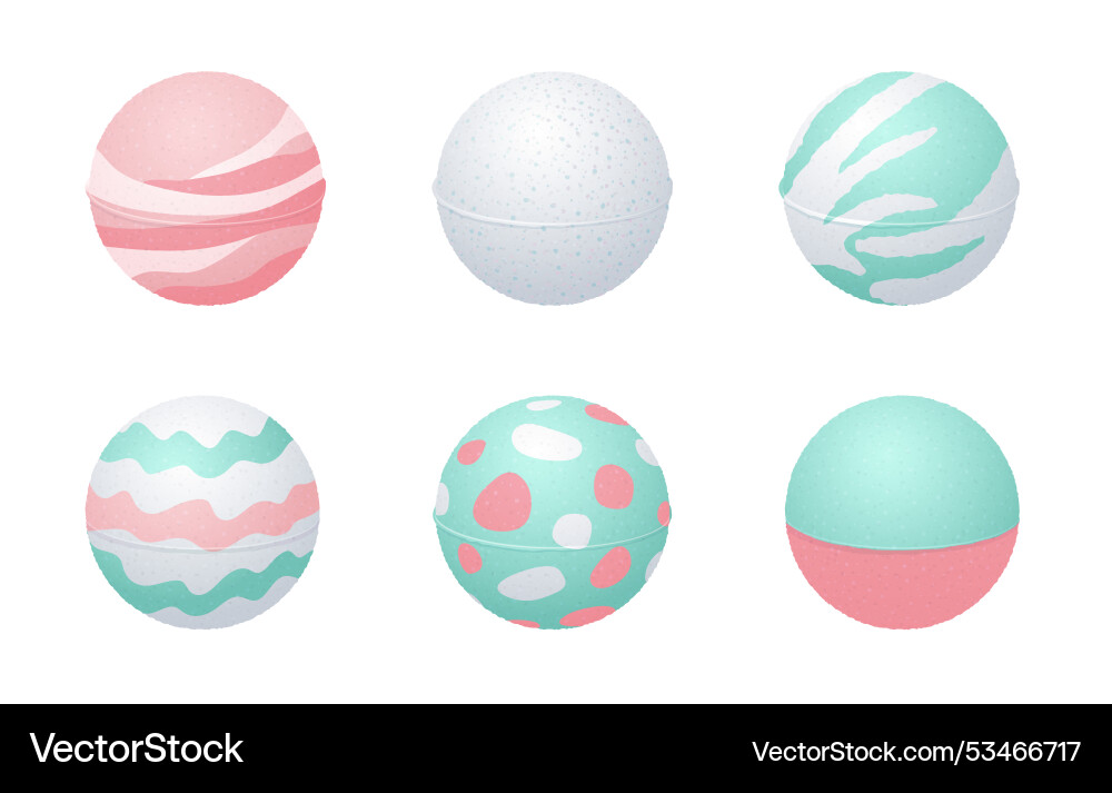 Salt bath bombs icons balls for spa Royalty Free Vector
