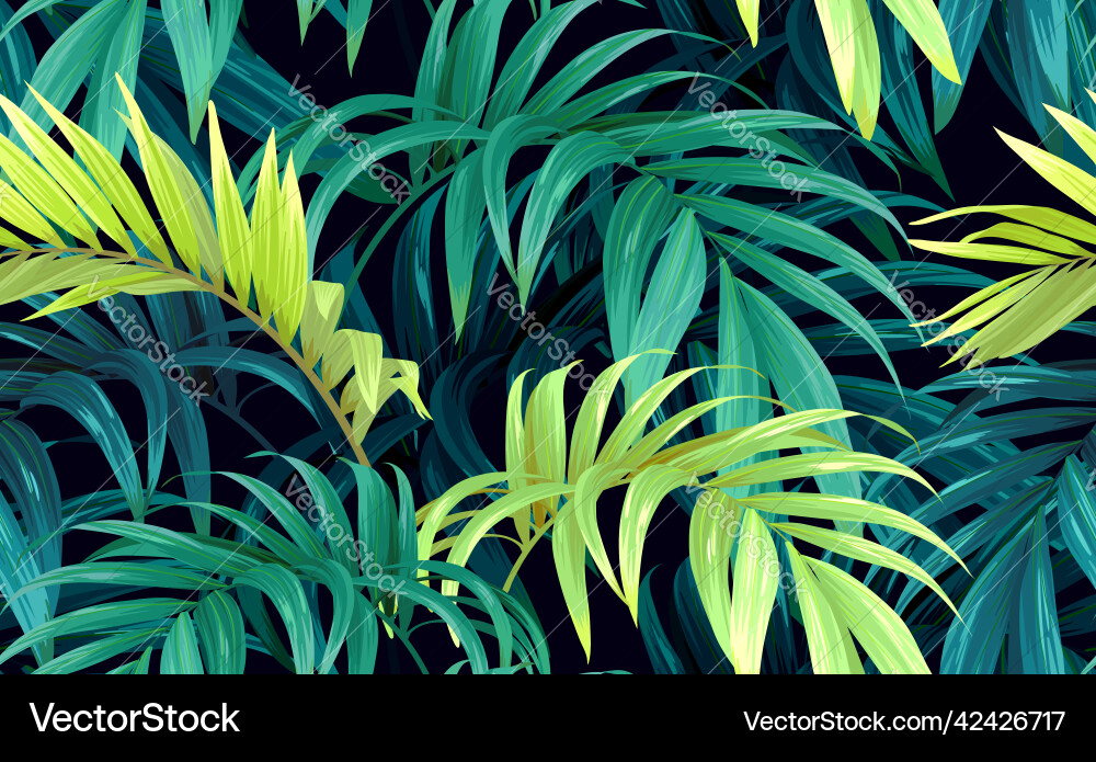 Seamless green hand drawn tropical pattern Vector Image