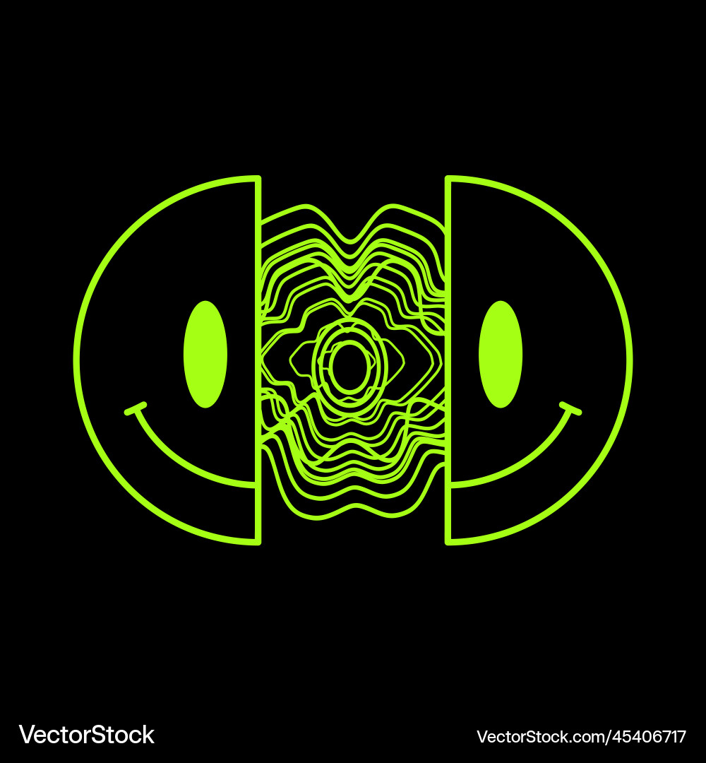 Two half of smile face modern neon digital Vector Image