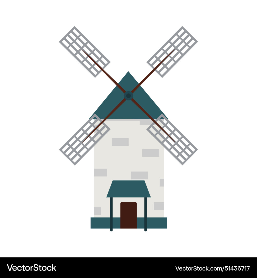 Windmill flat retro rural Royalty Free Vector Image