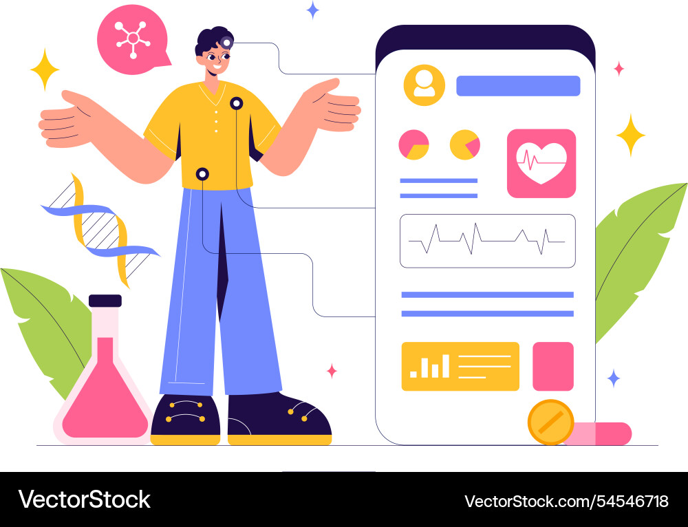 Biohack featuring technological processes Vector Image