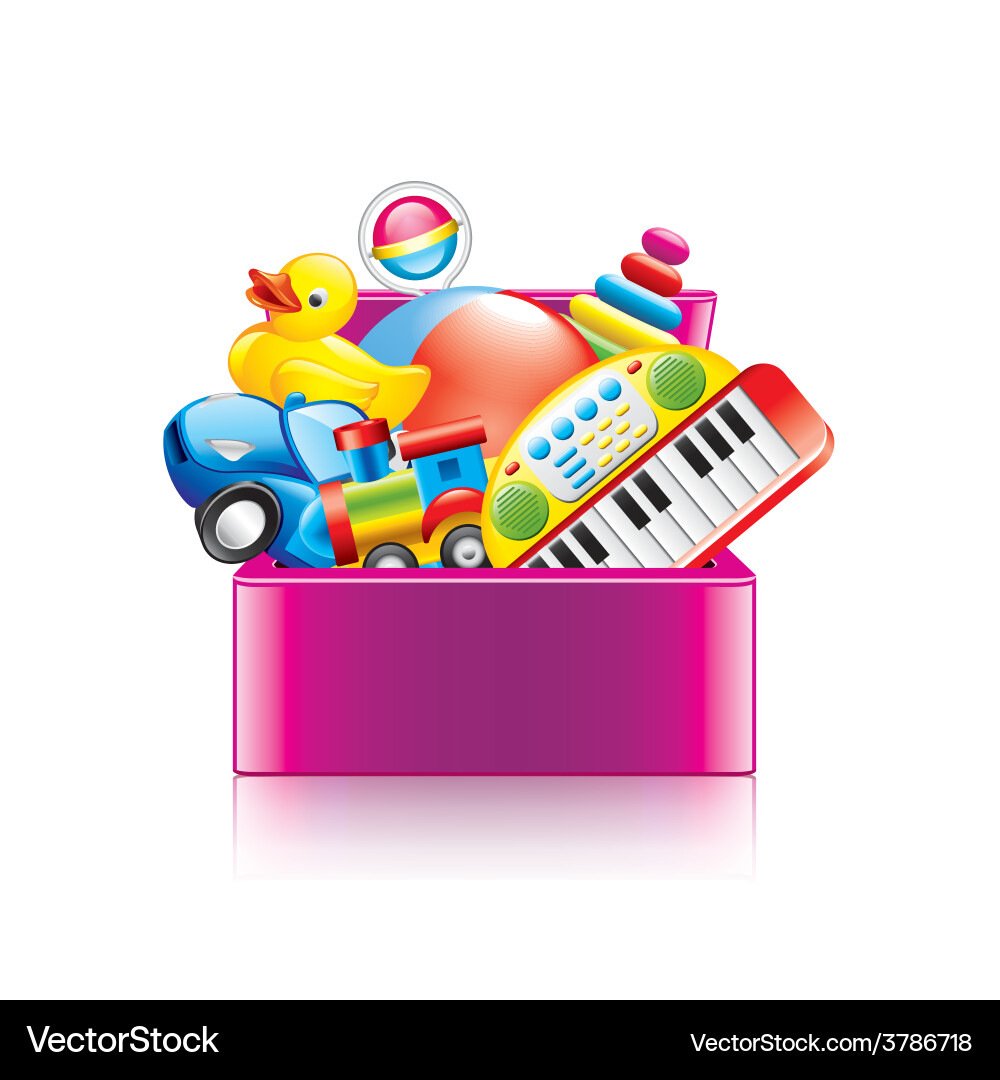 Children toys box isolated Royalty Free Vector Image