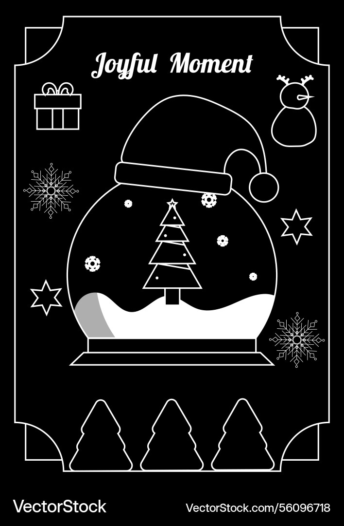 Festive christmas line style card Royalty Free Vector Image