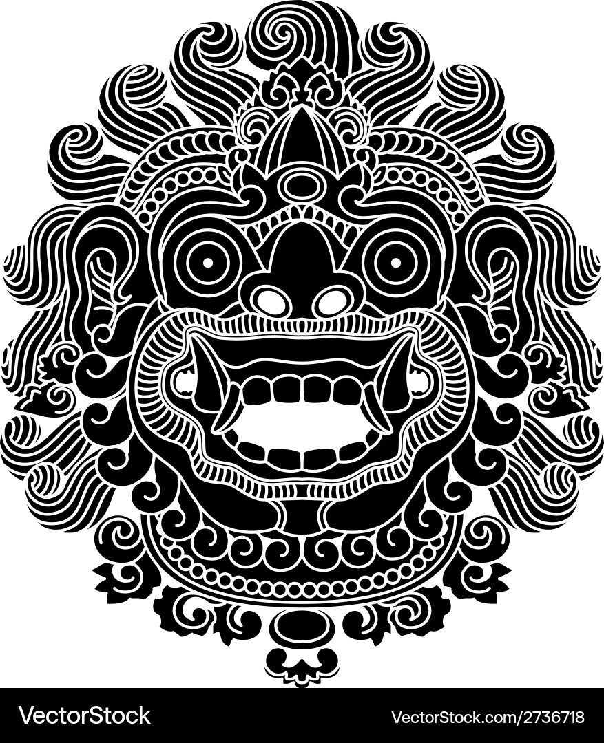 Indonesian Barong Head Royalty Free Vector Image