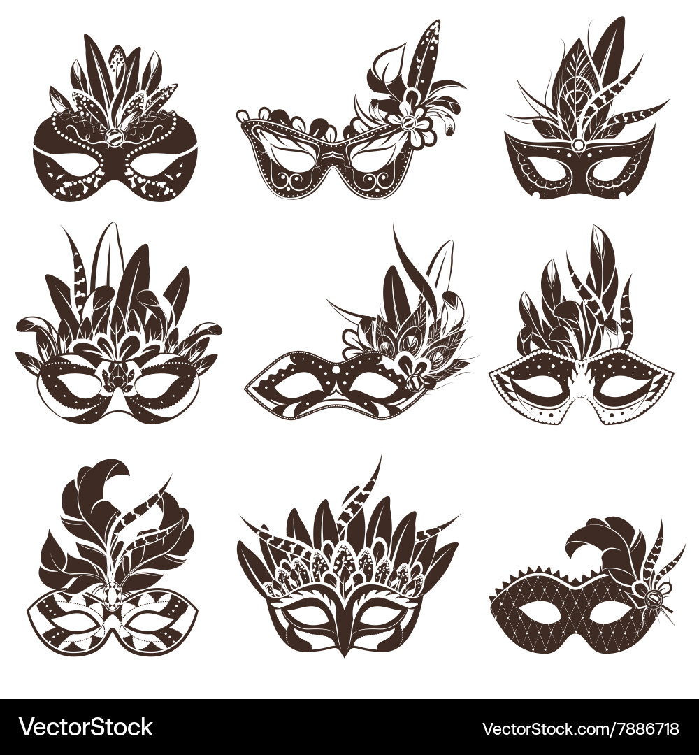 Masquerade Mask Icon Set Royalty Free Vector Image