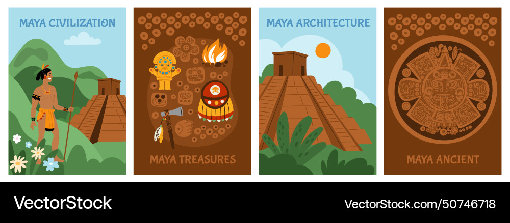 Maya civilization cards ancient culture aztecs Vector Image
