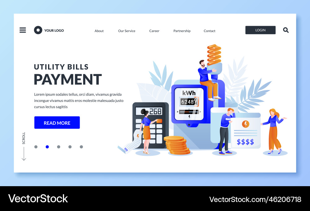 Save energy and pay utility bills concept Vector Image