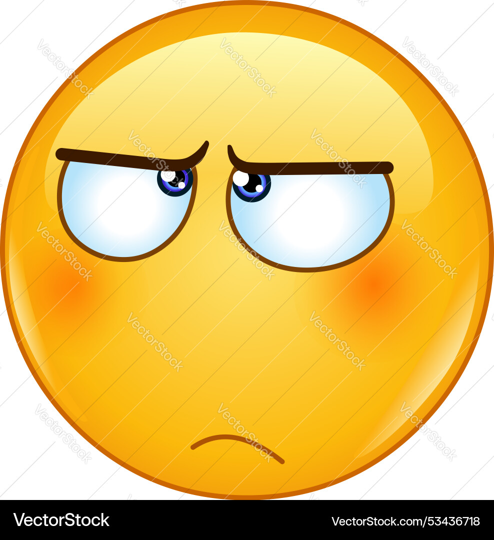 Skeptical and annoyed emoticon Royalty Free Vector Image