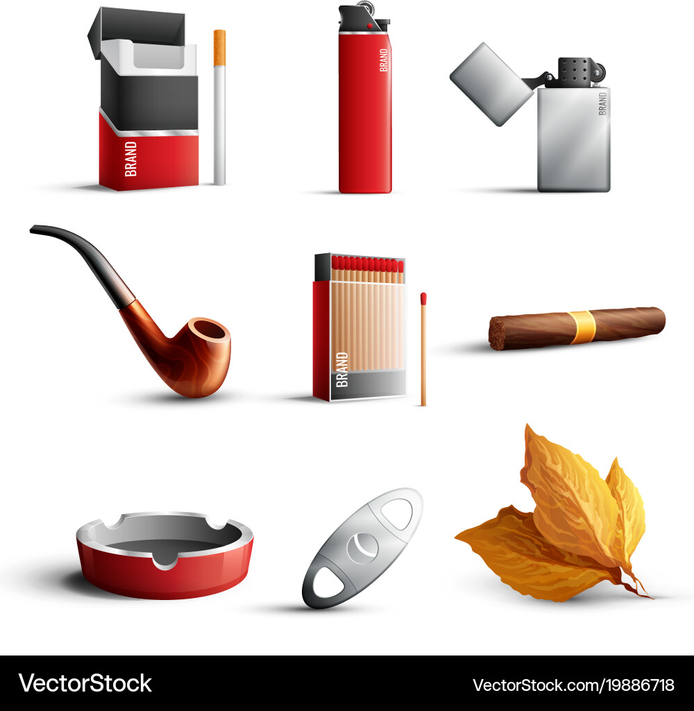 Tobacco Products Collection Royalty Free Vector Image