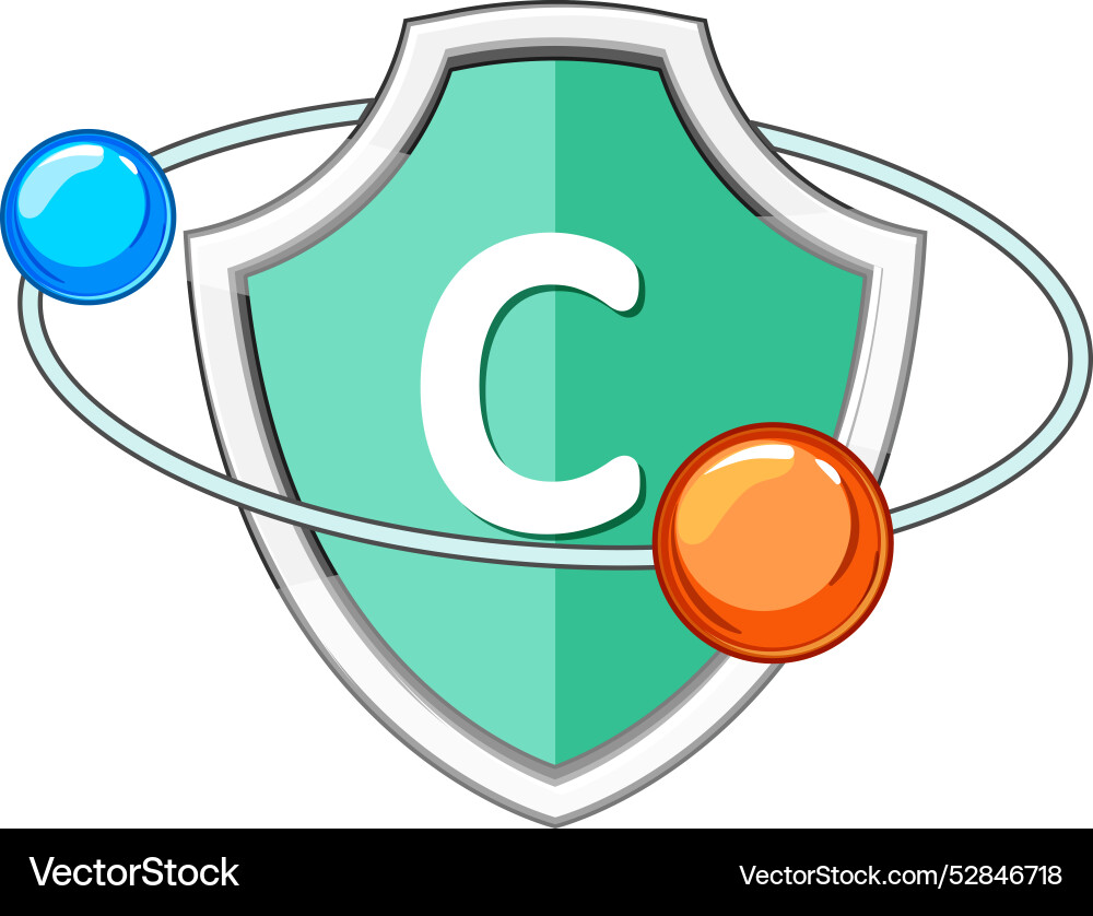 Vitality vitamin shield cartoon Royalty Free Vector Image