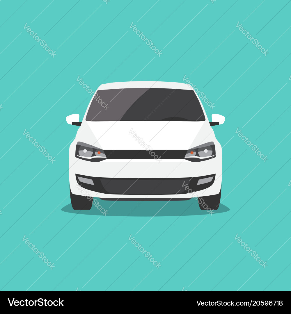 White car isolated front view Royalty Free Vector Image