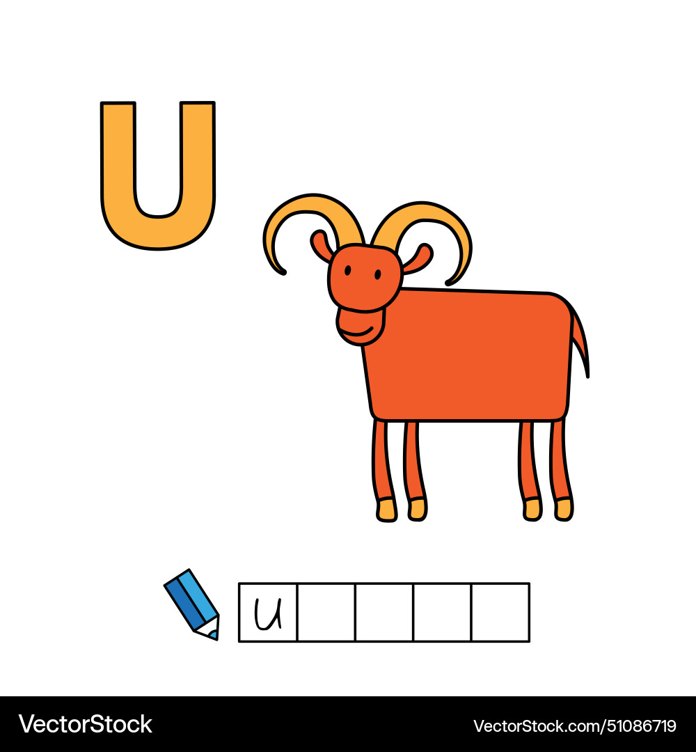 Cute cartoon animals alphabet urial – Royalty-Free Vector | VectorStock